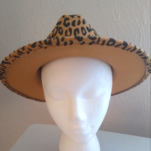 Accessories | Leopard Print Hat Wfaux Leather Trim Banding | Poshmark